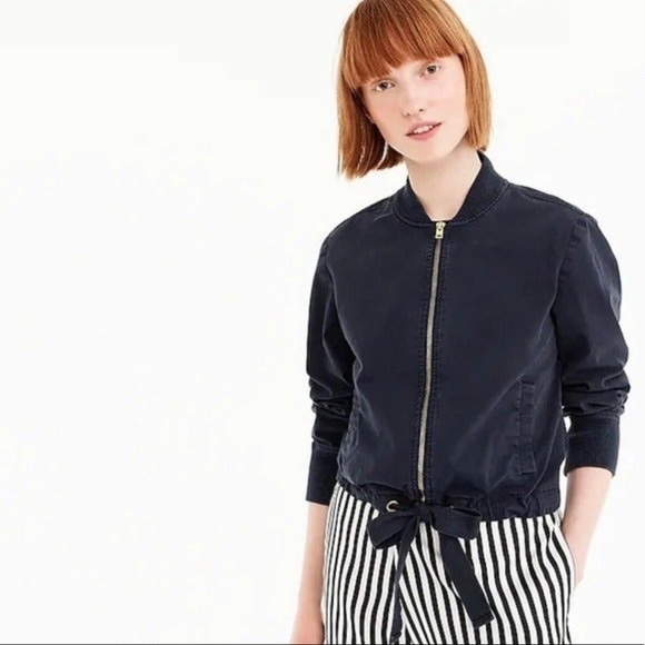 J. Crew | Jackets & Coats | J Crew Garment Dyed Bomber Jacket S Navy ...